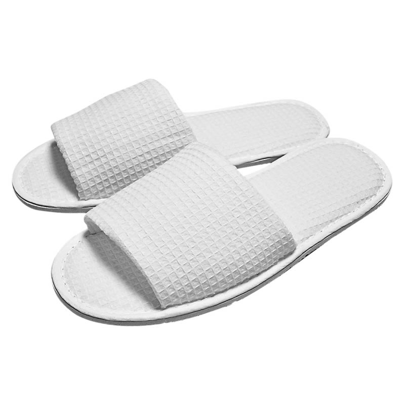 White Waffle Open Toe Slippers (100) | Hotel & Spa Slippers