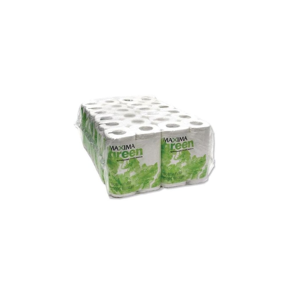 Maxima Green Standard Toilet Roll 2 Ply White