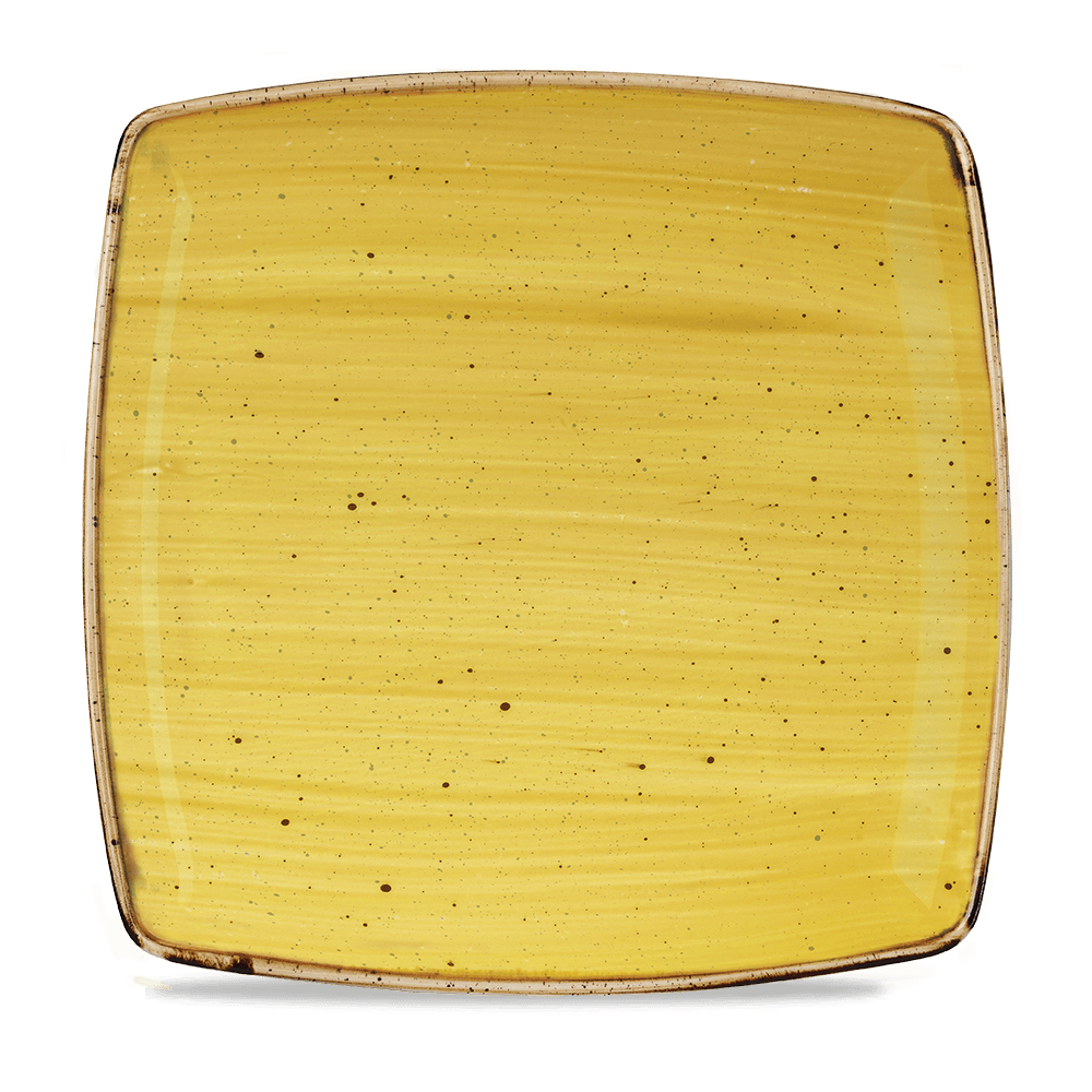 Churchill Stonecast Mustard Deep Square Plate 26.8x26.8cm (12)